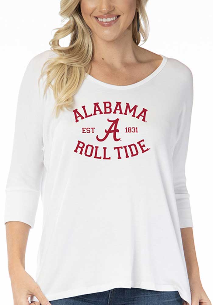 Flying Colors Alabama Crimson Tide Womens WHITE Tamara Long Sleeve LS Tee