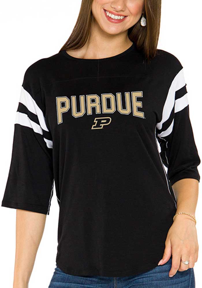 Flying Colors Womens BLACK Purdue Boilermakers Abigail Long Sleeve LS Tee