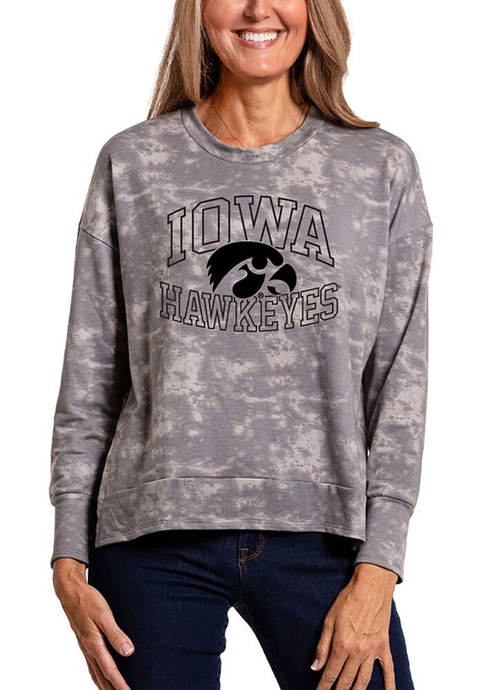 Iowa Hawkeyes Flying Colors Womens GREY Tie Dye Long Sleeve Pullover ...
